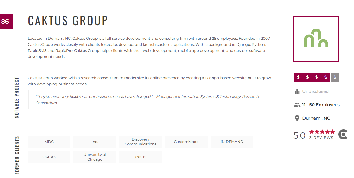 Caktus Group Recognized as Top Web Developer